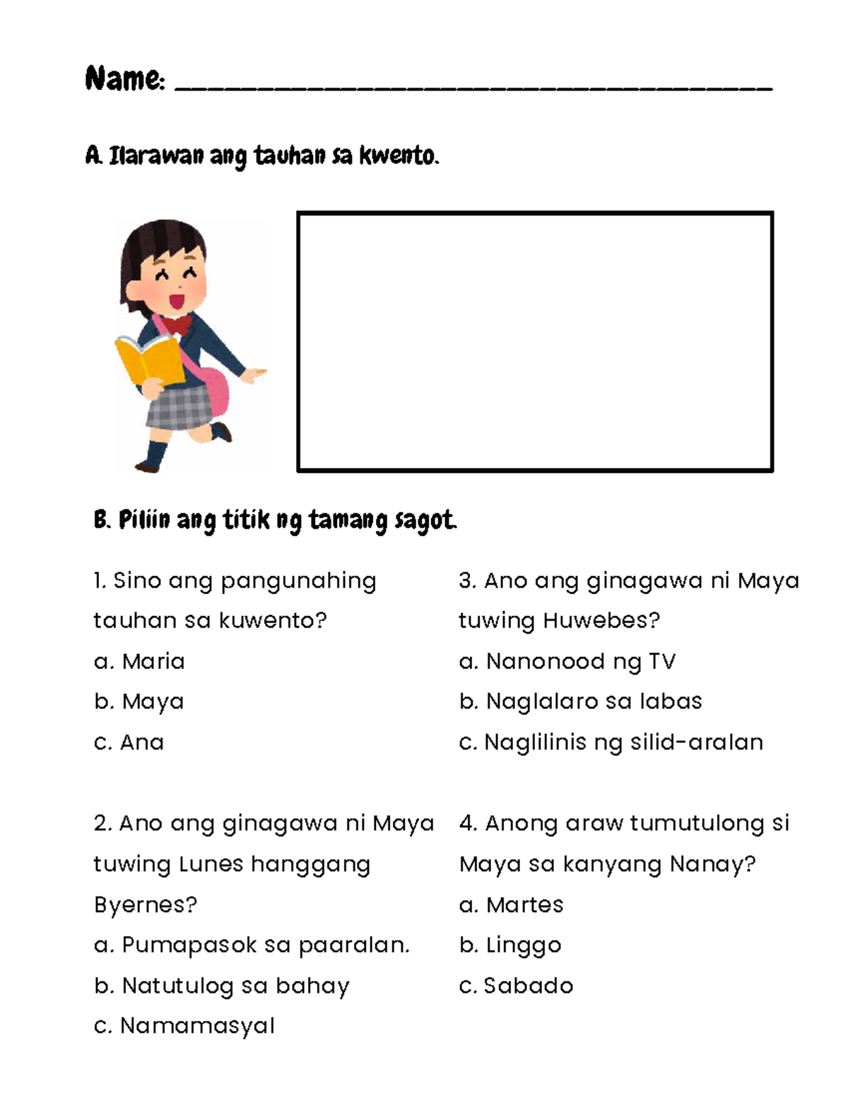 Pagsusuri sa Tauhan at Gawain ni Maya: Quiz at Sagot - Studocu
