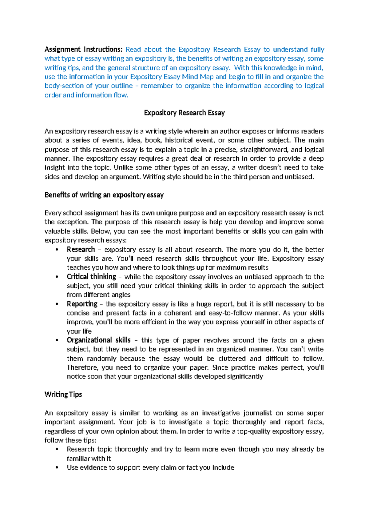 Expository Research Essay Outline (Expos 101) - Studocu