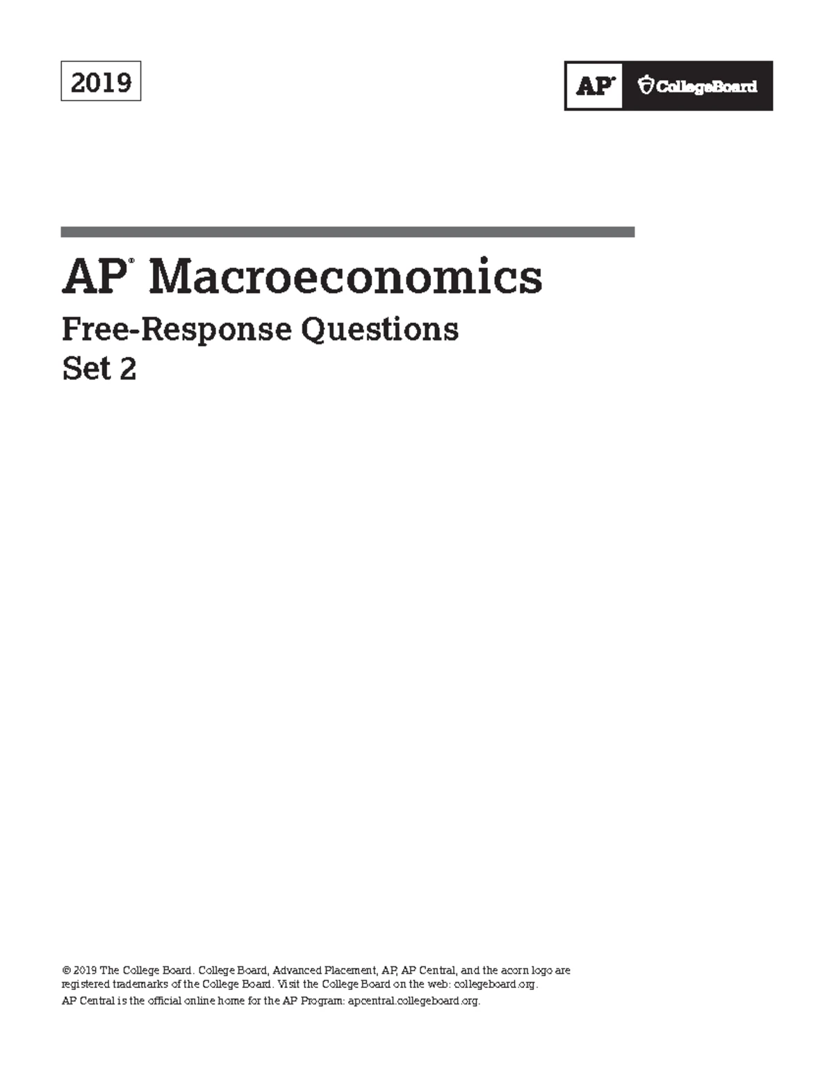 AP19 Frq Macroeconomics Set 1 - 2019 AP ® Macroeconomics Free-Response ...