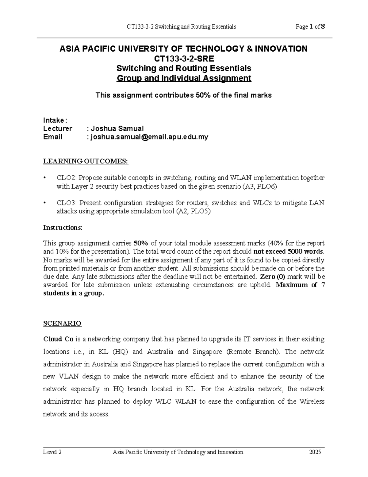 Switching and Routing Essentials Group Assignment (SRE-030) - Studocu