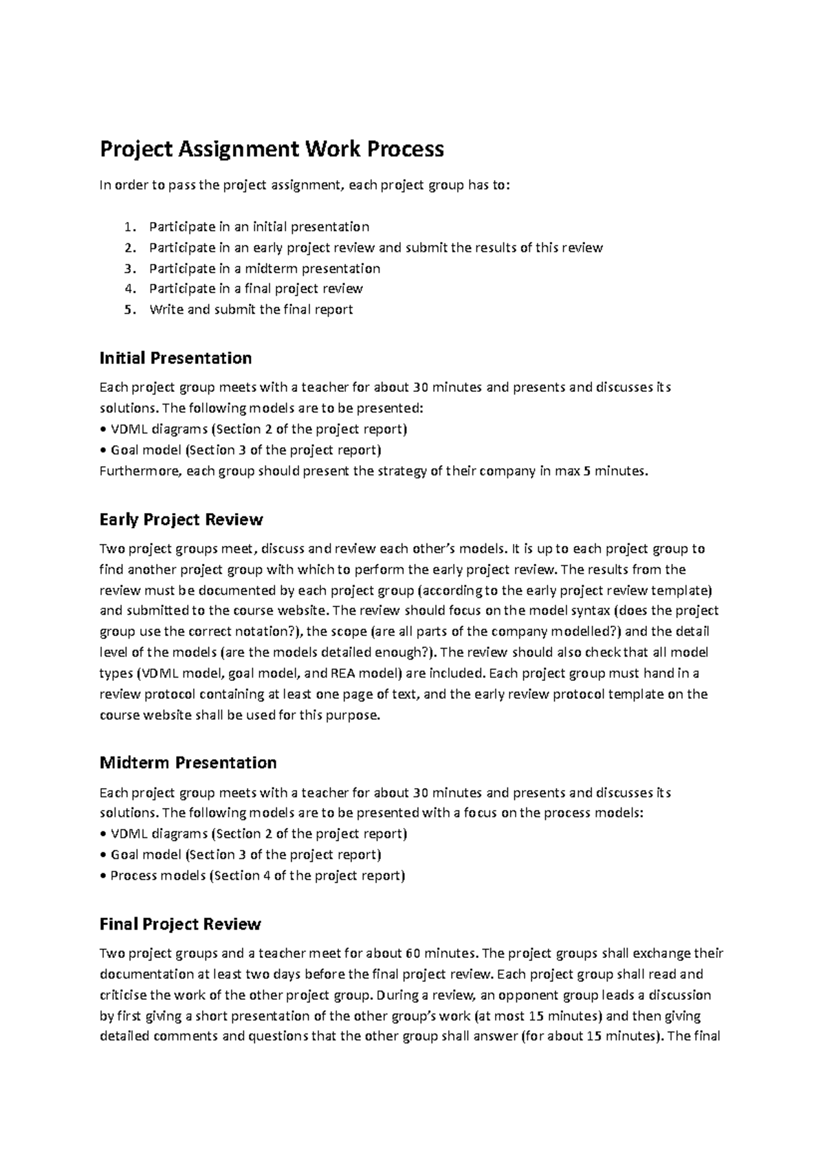 Project Assignment Process Overview for Course Code: [Insert Code ...