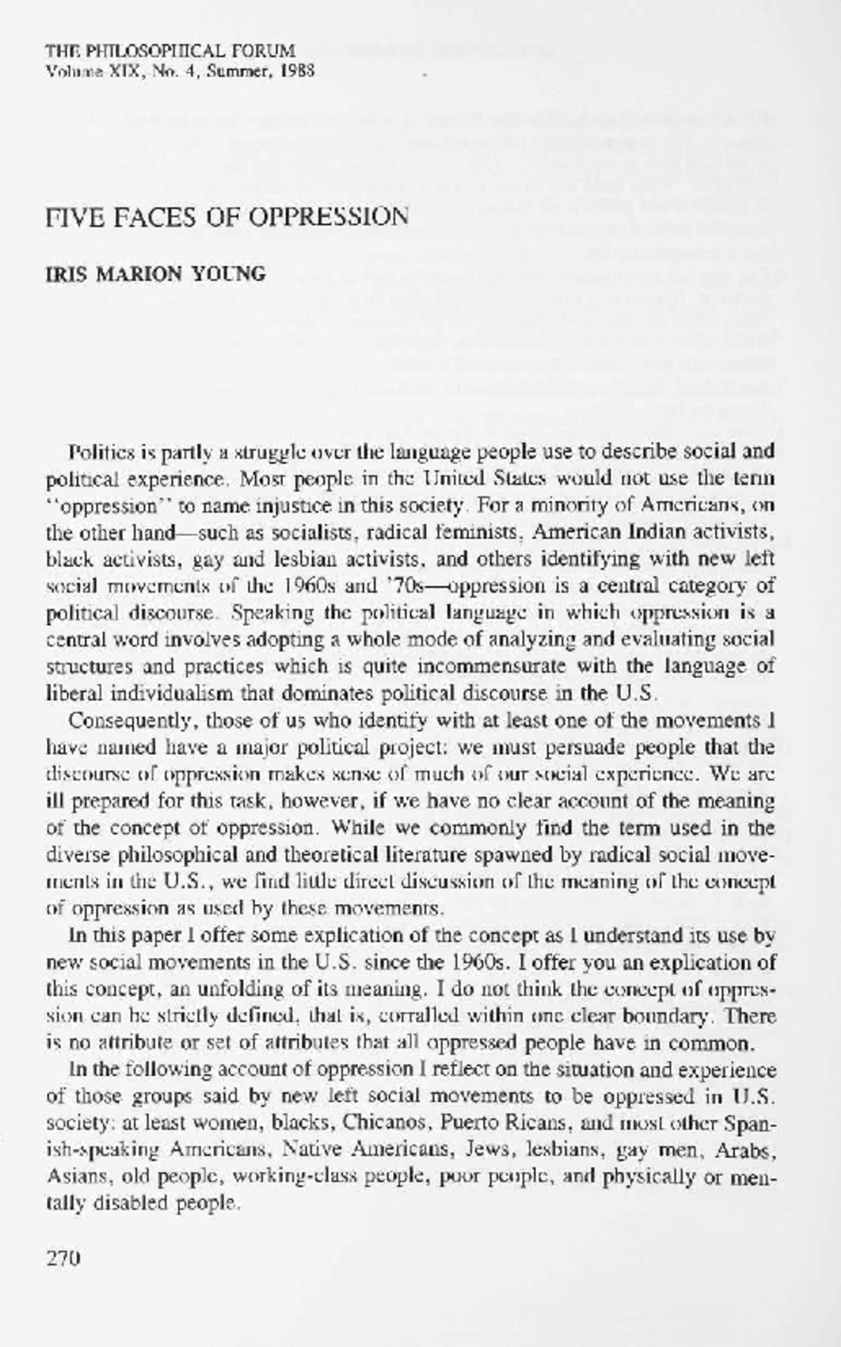 Five Faces of Oppression: Analyzing Racial and Social Injustices in ...
