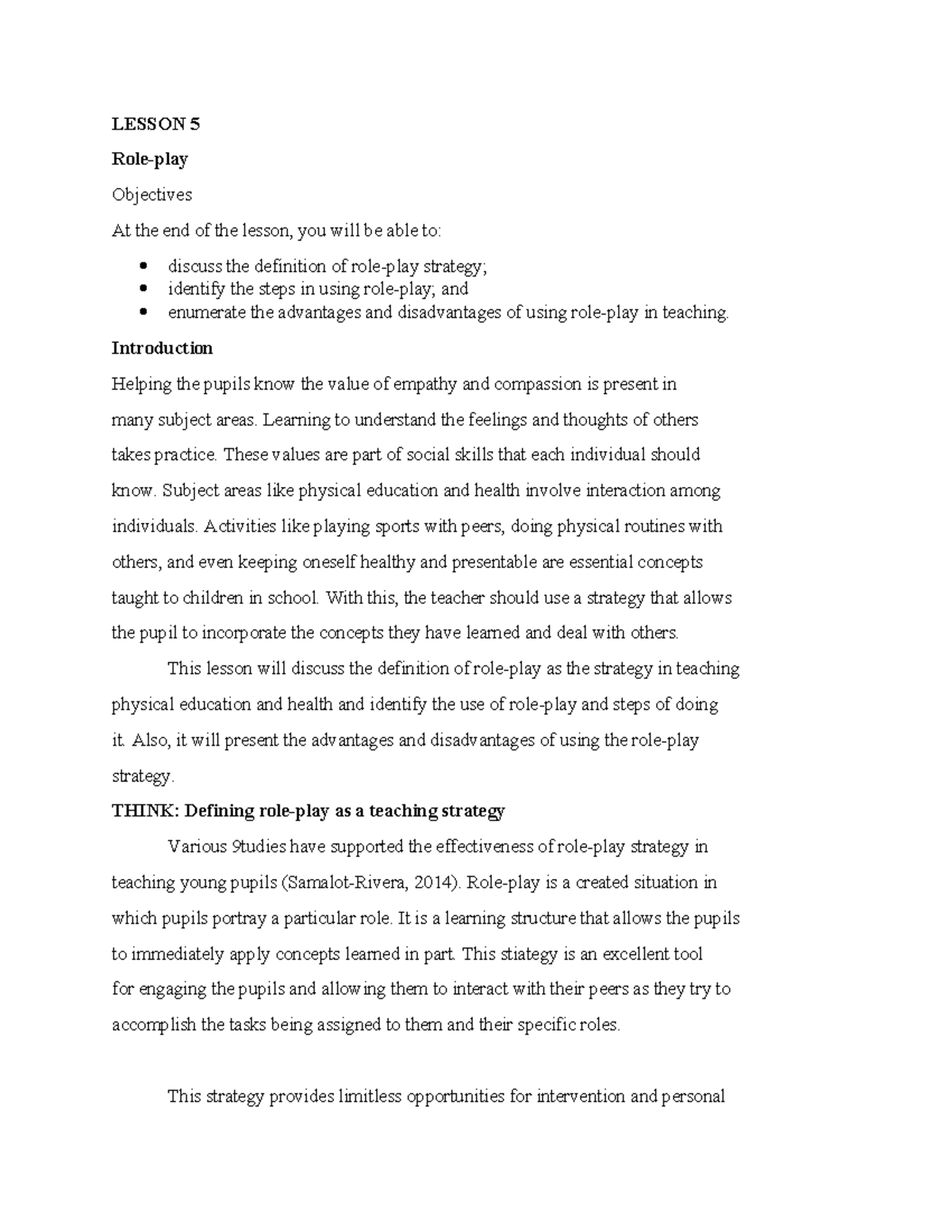 P.E 101: Lesson 5 - Teaching Strategies in Physical Education - Studocu