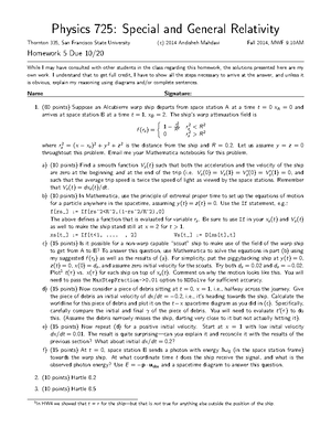 Hw3 - Homework assignment 3 - Physics 725: Special and General ...