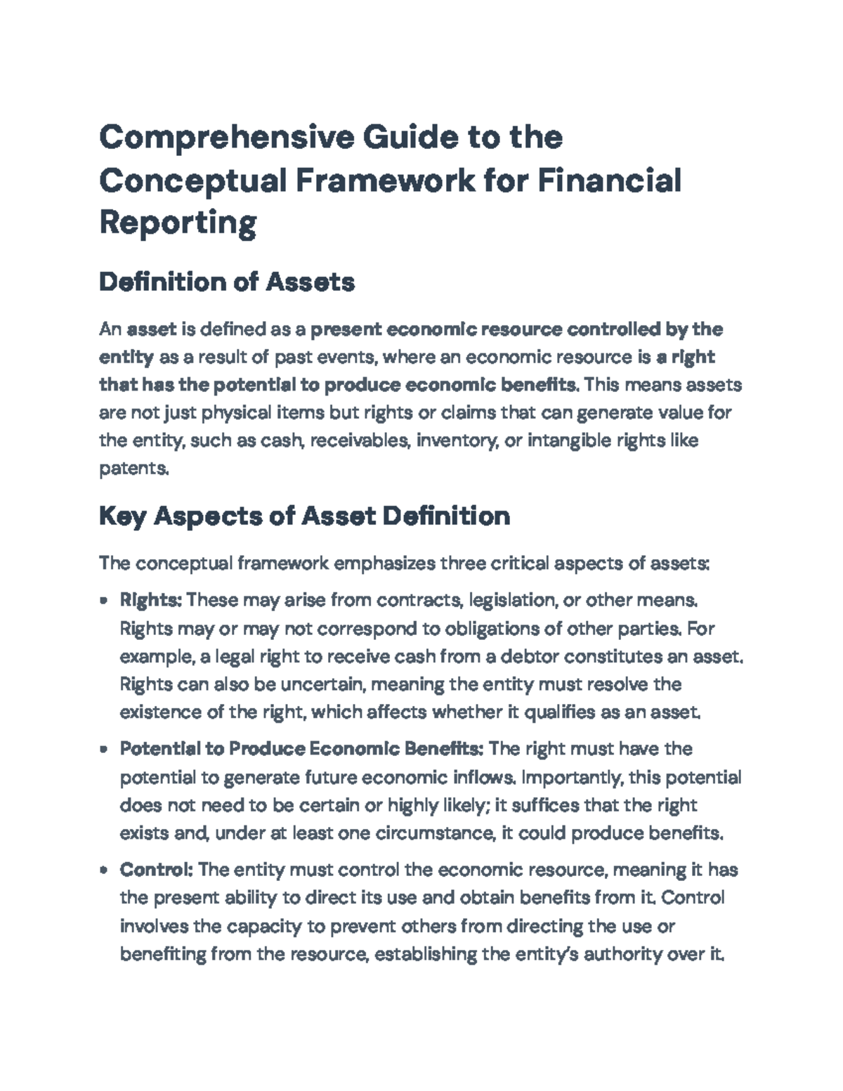 Comprehensive Overview of the Conceptual Framework for Financial ...