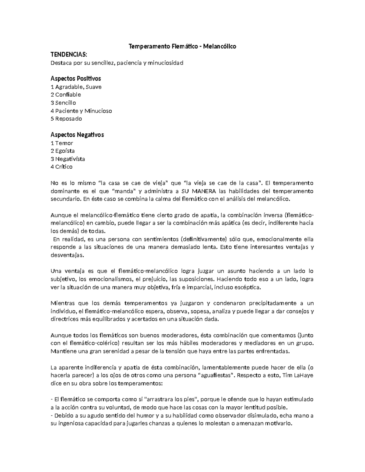 Combinaciones de Temperamentos: Flemático y Melancólico en Análisis ...