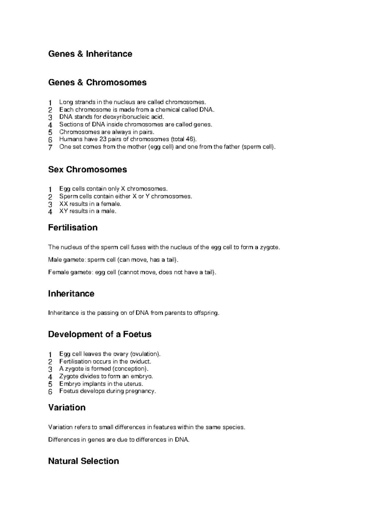 Genes and Inheritance Notes: Understanding Chromosomes and DNA - Studocu