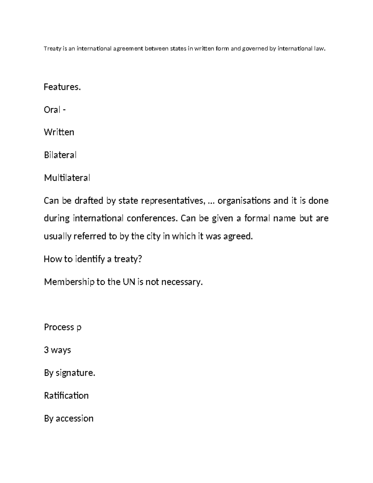 Humanitarian Law: Treaty Features and Ratification Process Notes - Studocu