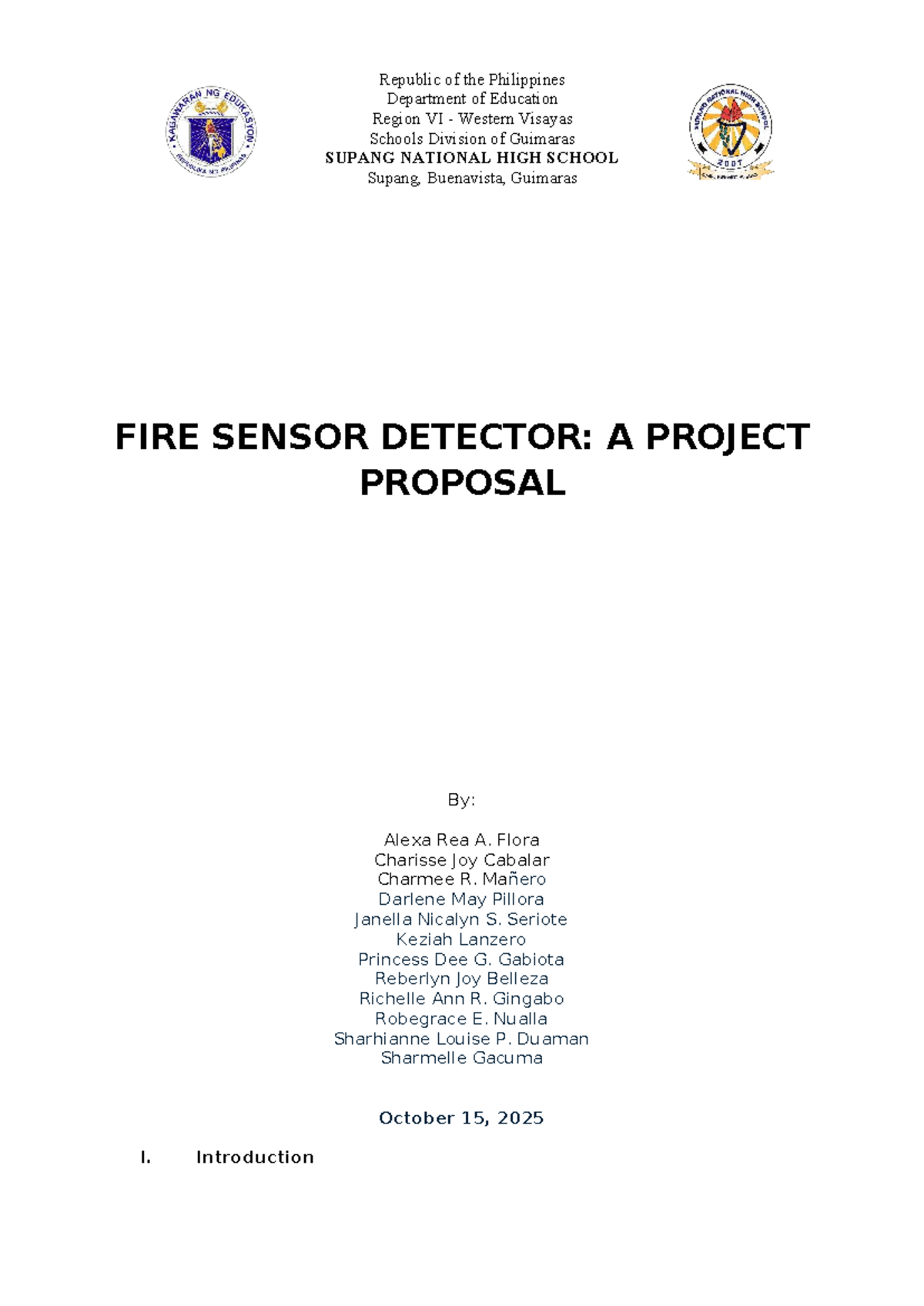 Etech Proposal: Fire Sensor Detector Project for Safety Management ...