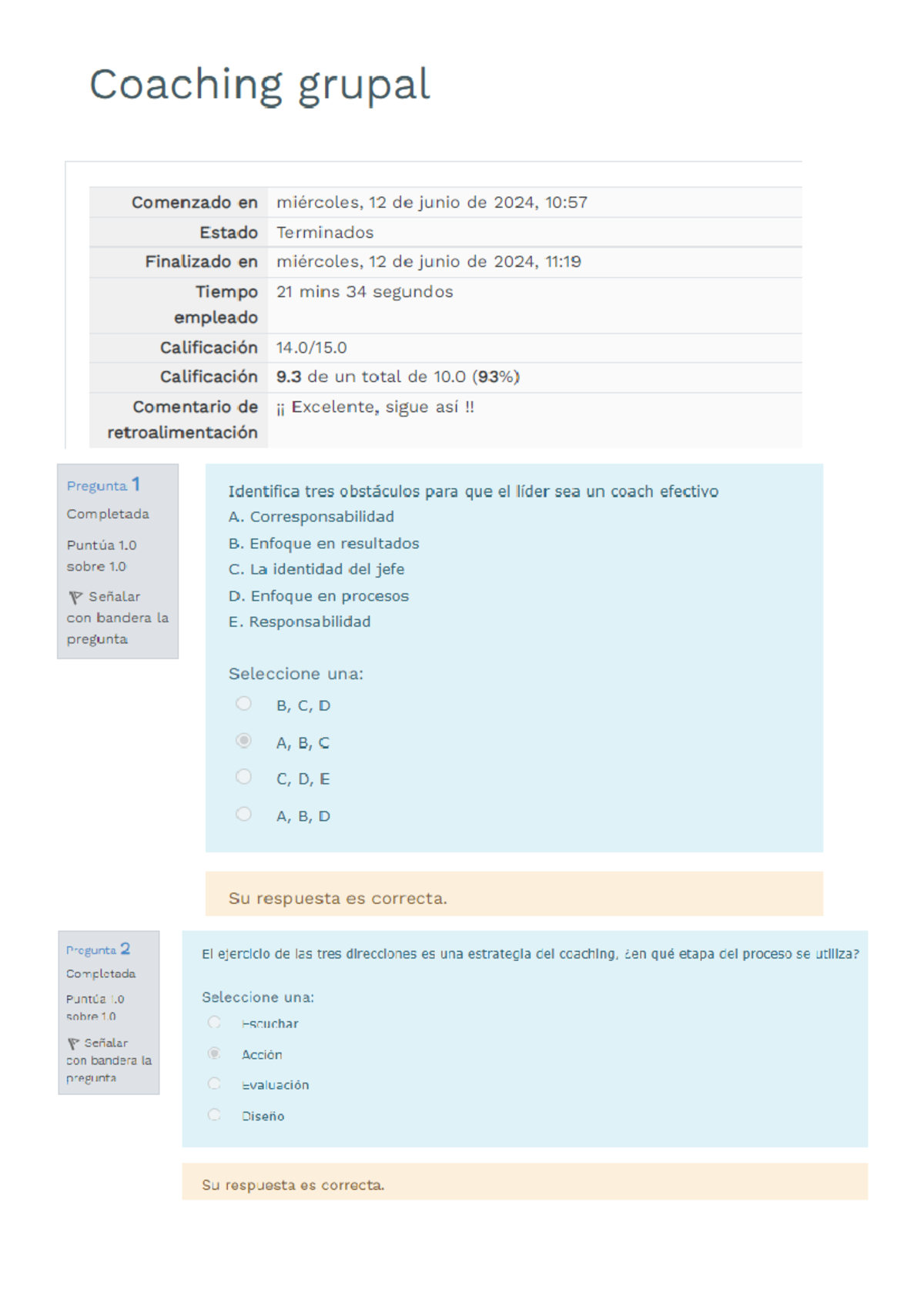 Examen Final COA 6: Coaching Grupal 2024, Resultados y Evaluaciones ...