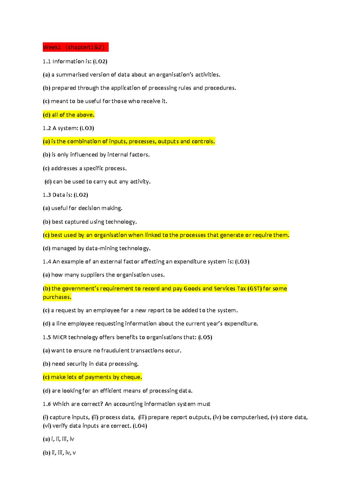 504 week1 week4 1 - Tutorial Work - Week 1 （chaptert 1 & 2 ） 1 ...