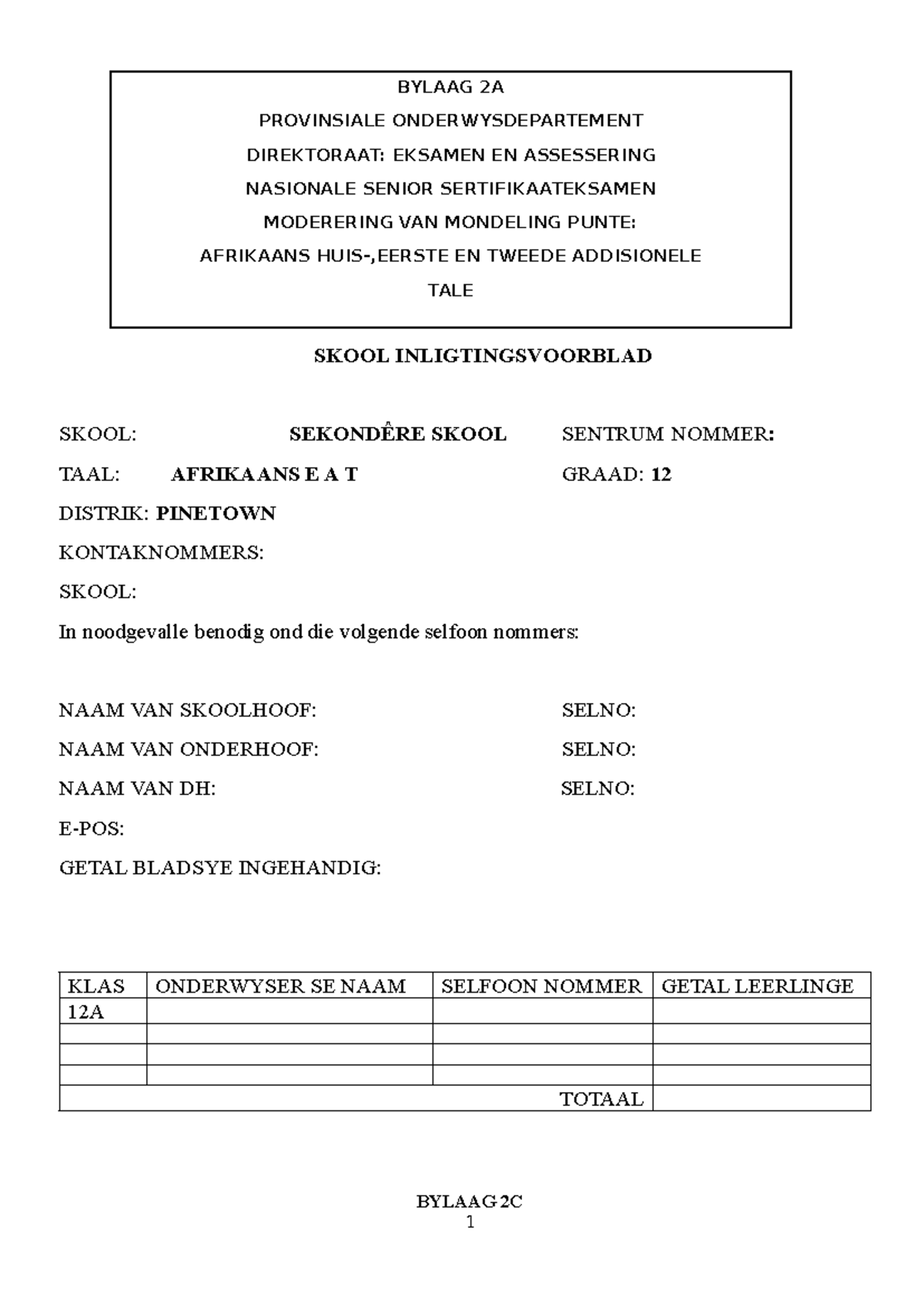 Afrikaans Mondelingsbylaag 2025: Moderering en Statistieke - Studocu