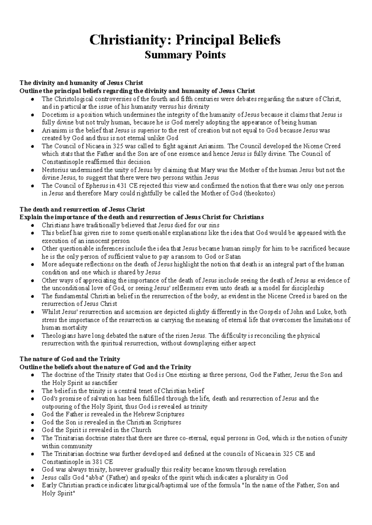Christianity 101: Principal Beliefs Overview and Key Concepts - Studocu