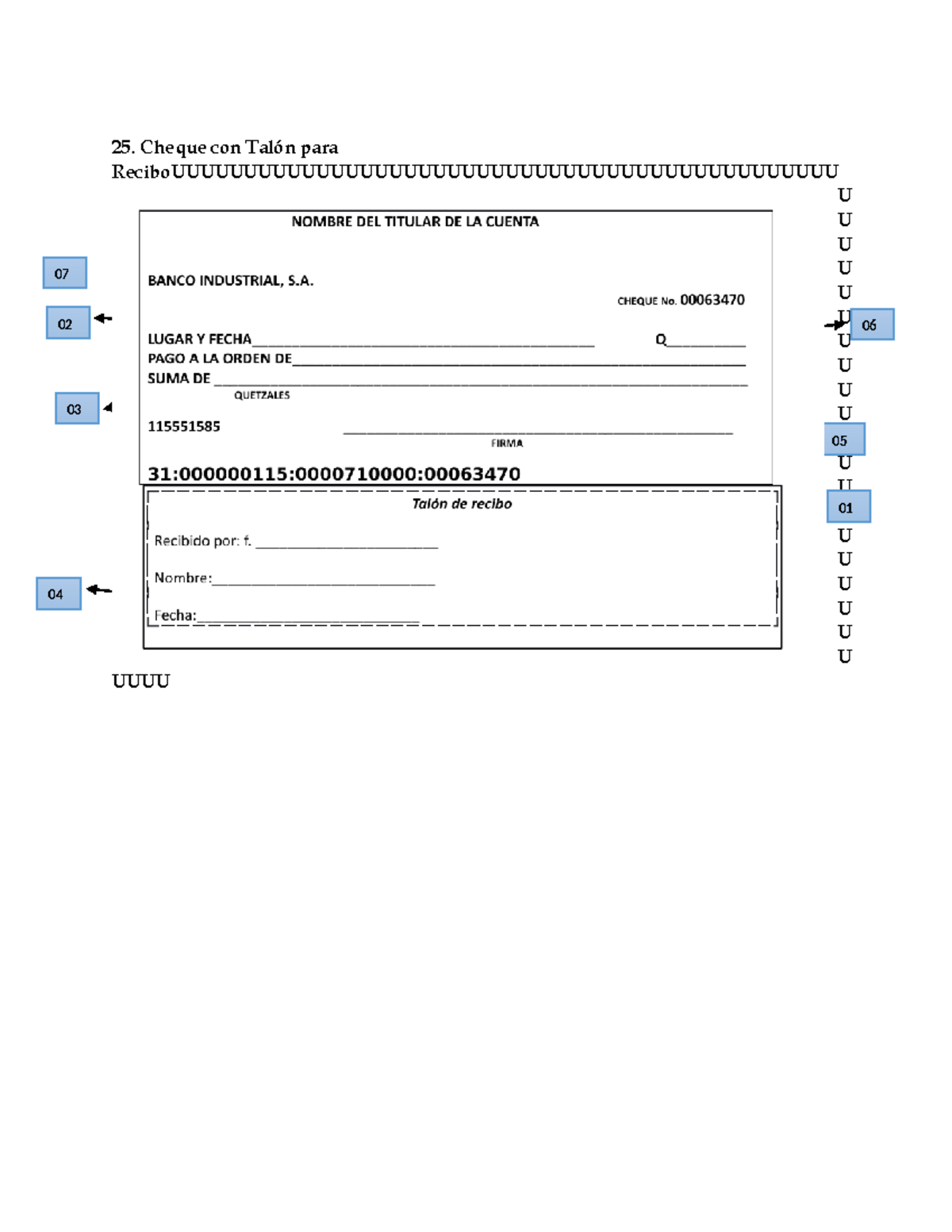 25. Cheque con talón de Recibo - Derecho Mercantil II - 25. Cheque con ...