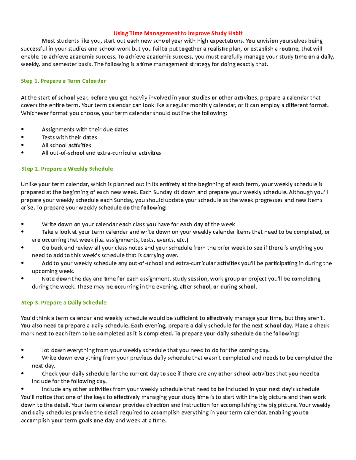 Effective Study Habits: Time Management & Focus Techniques - Studocu