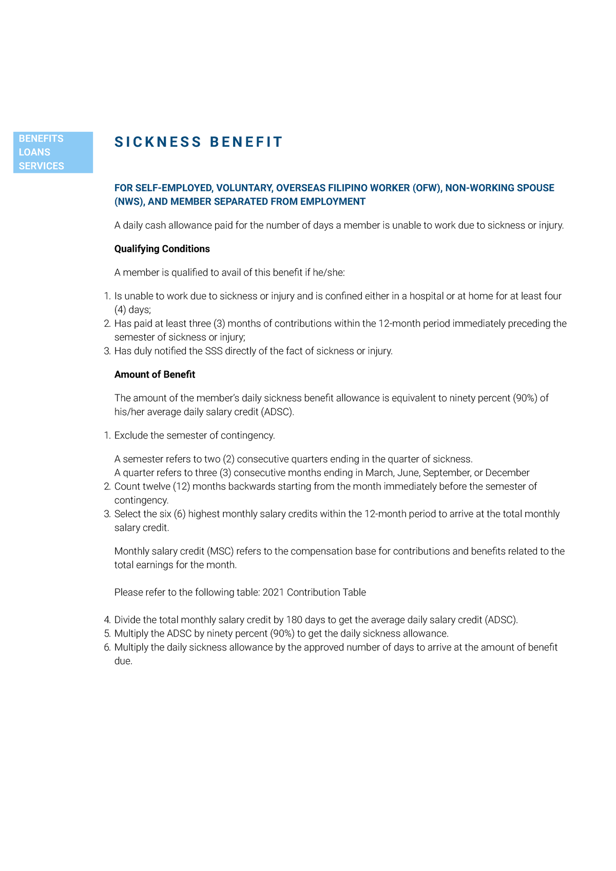 SSS Maternity & Sickness Benefits Guidelines for Members - Studocu
