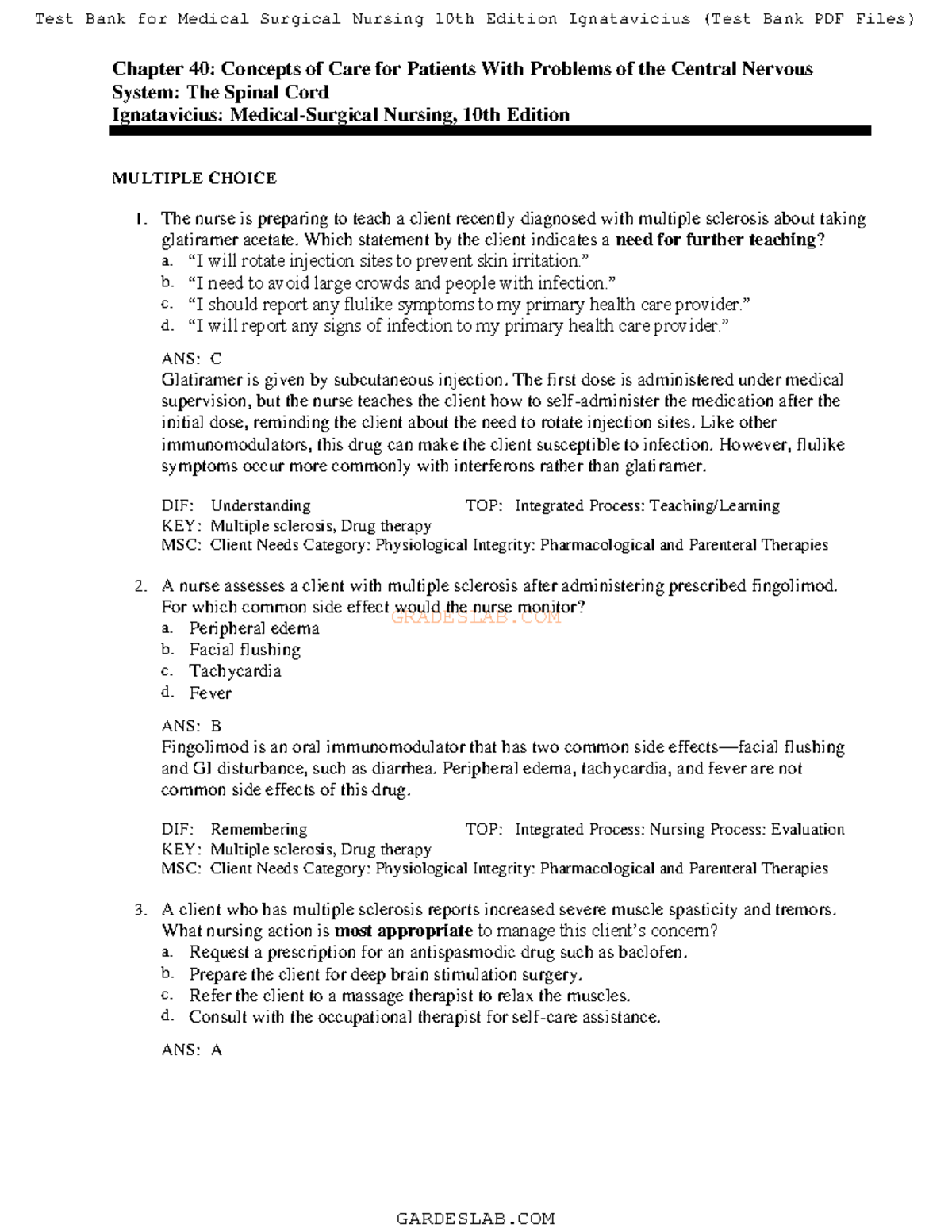 Chapter 40 notes - G R A D E S L A B. C O M Chapter 40: Concepts of ...