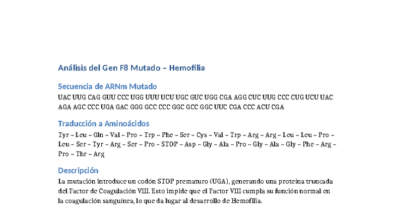 Analisis Gen F8 Hemofilia - Análisis del Gen F8 Mutado – Hemofilia ...
