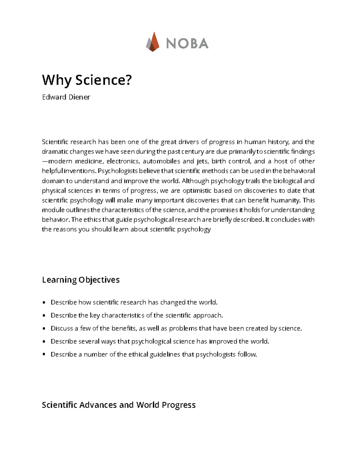 Why Science? Understanding Scientific Progress in Psychology - Studocu