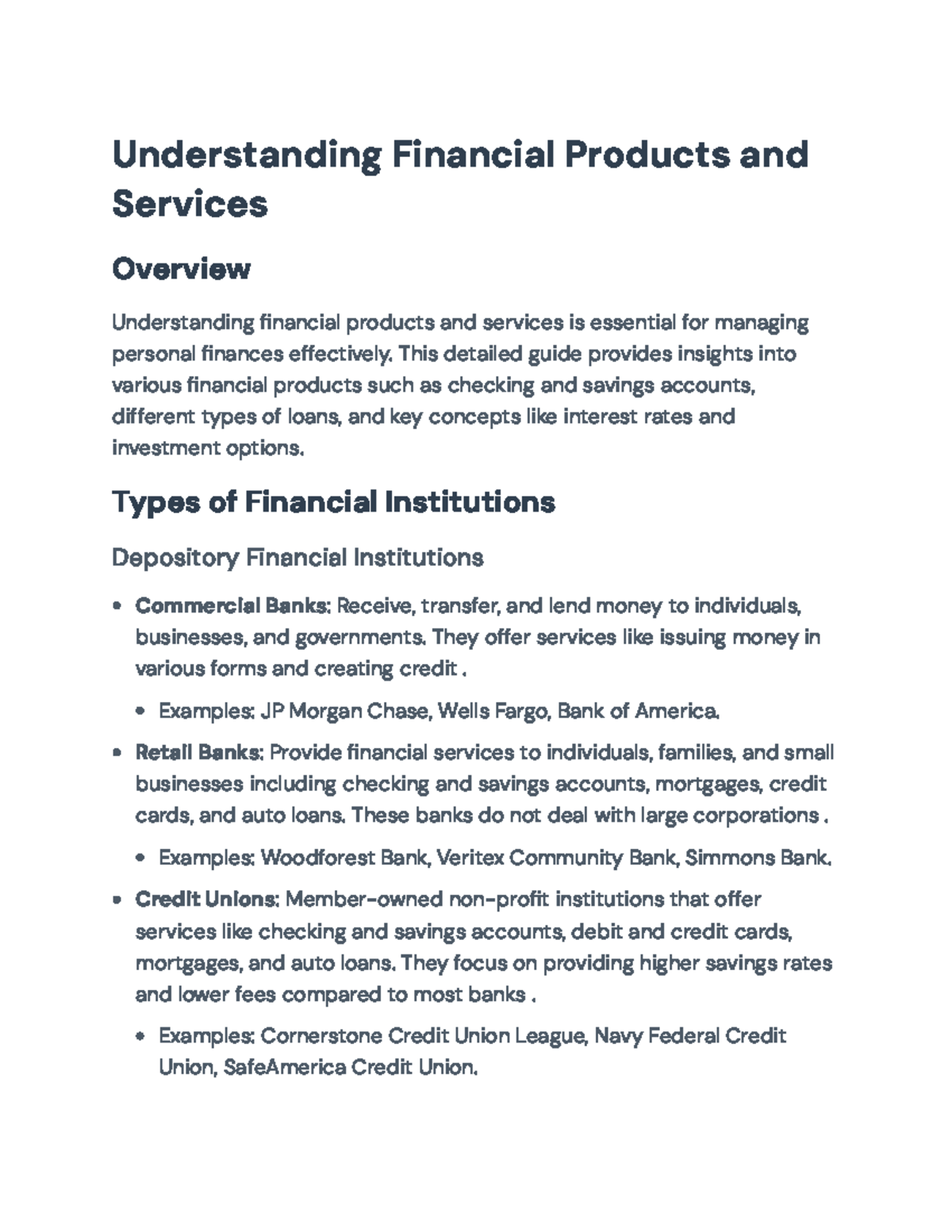 Understanding Financial Products and Services - A Comprehensive Guide ...