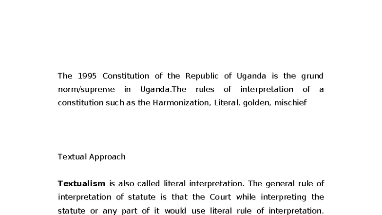 Interpretation of the 1995 Constitution of Uganda: Principles & Cases ...