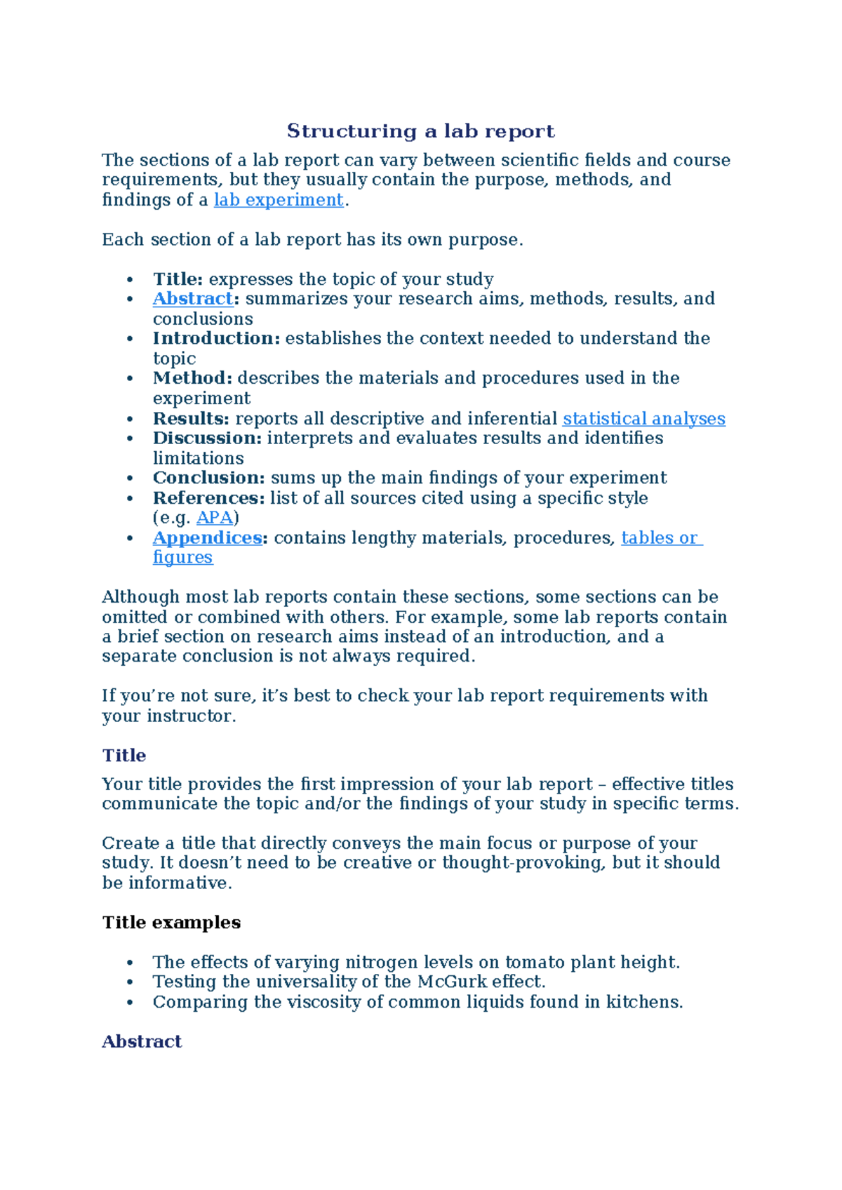 Writing a Lab Report: Structure and Key Components - Studocu