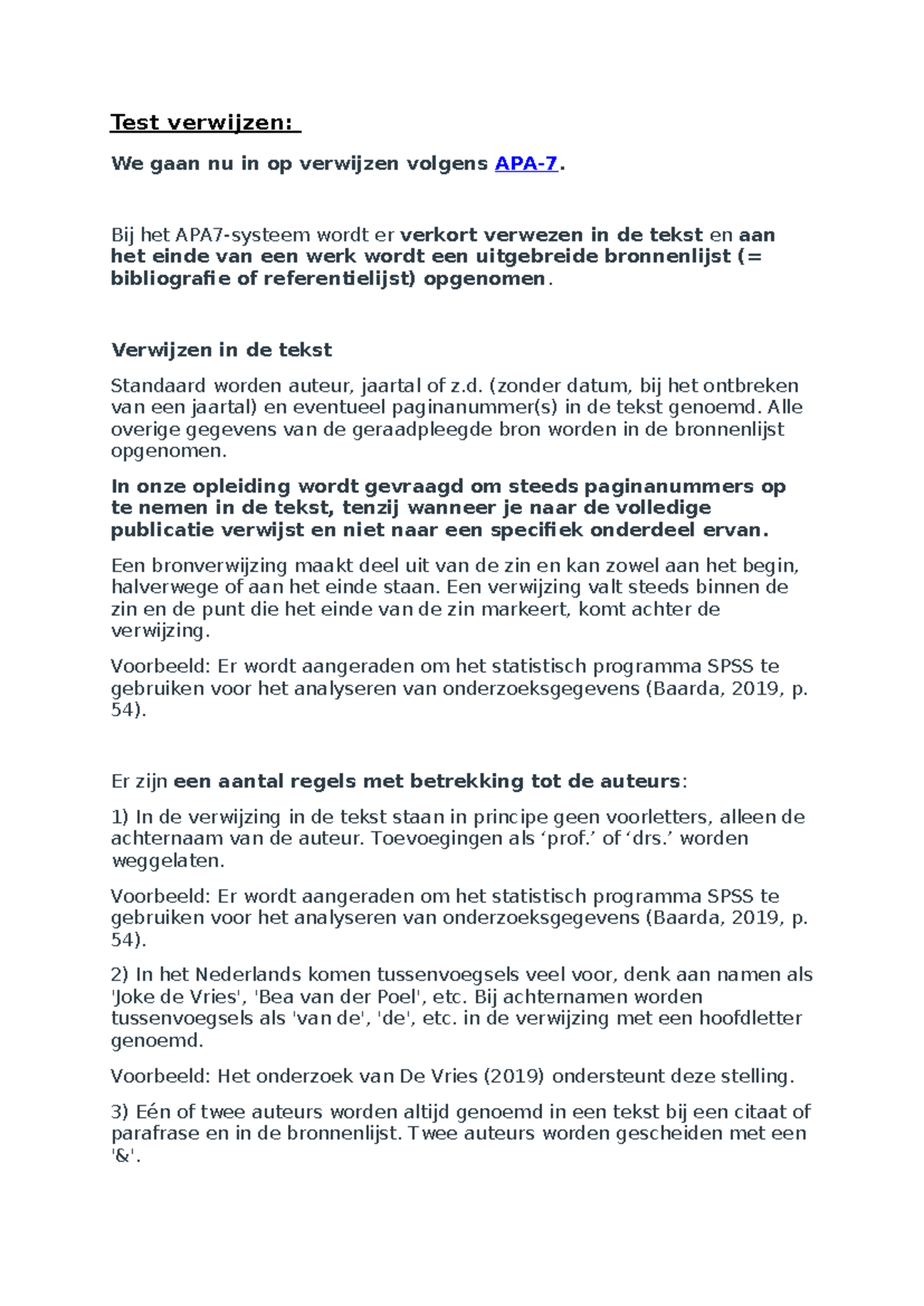 APA-7 Verwijsstijl: Regels en Voorbeelden voor Bronvermeldingen - Studocu