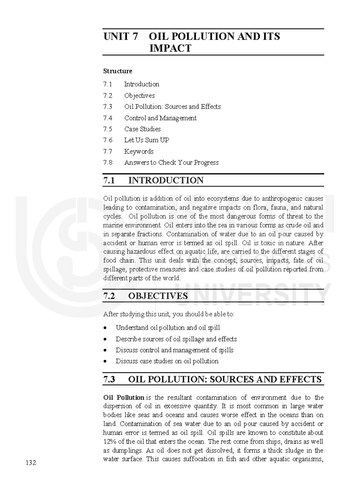 Environmental Pollution and Oil Spillage: UNIT 7 Analysis and ...