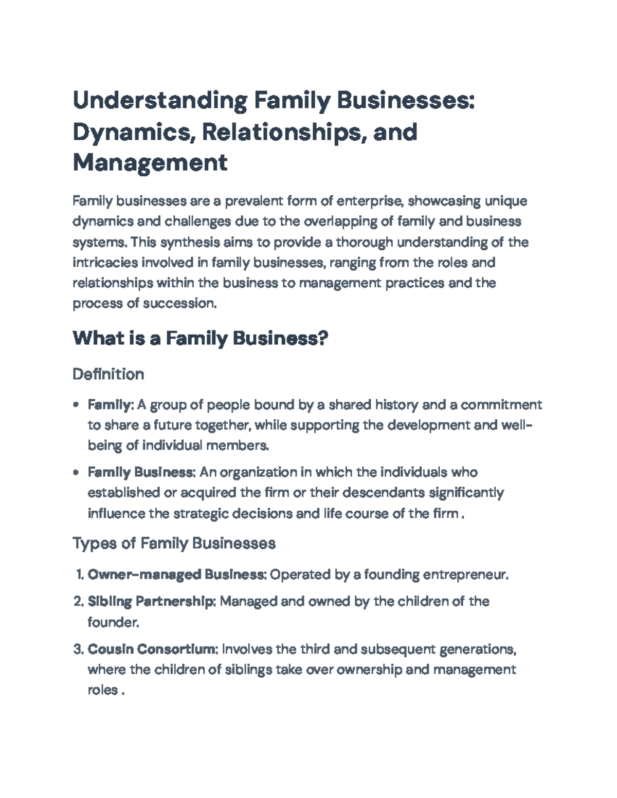Family Businesses: Understanding Dynamics, Management & Succession ...
