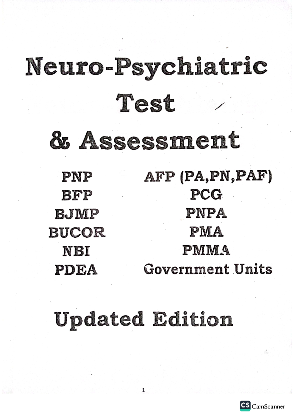 Neuropsychological Assessment Prep Guide for PNP AFP Candidates - Studocu