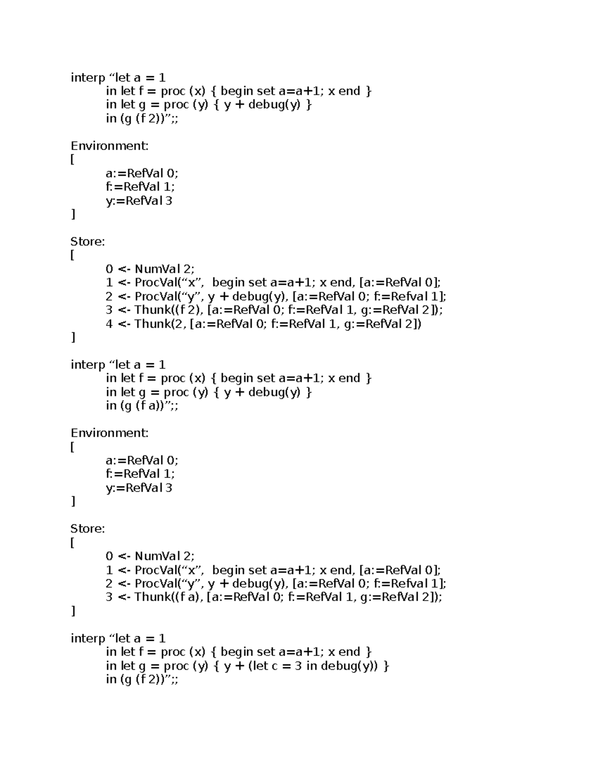 04-17-Lecture Examples: Interpreting Procedures in Environment & Store ...