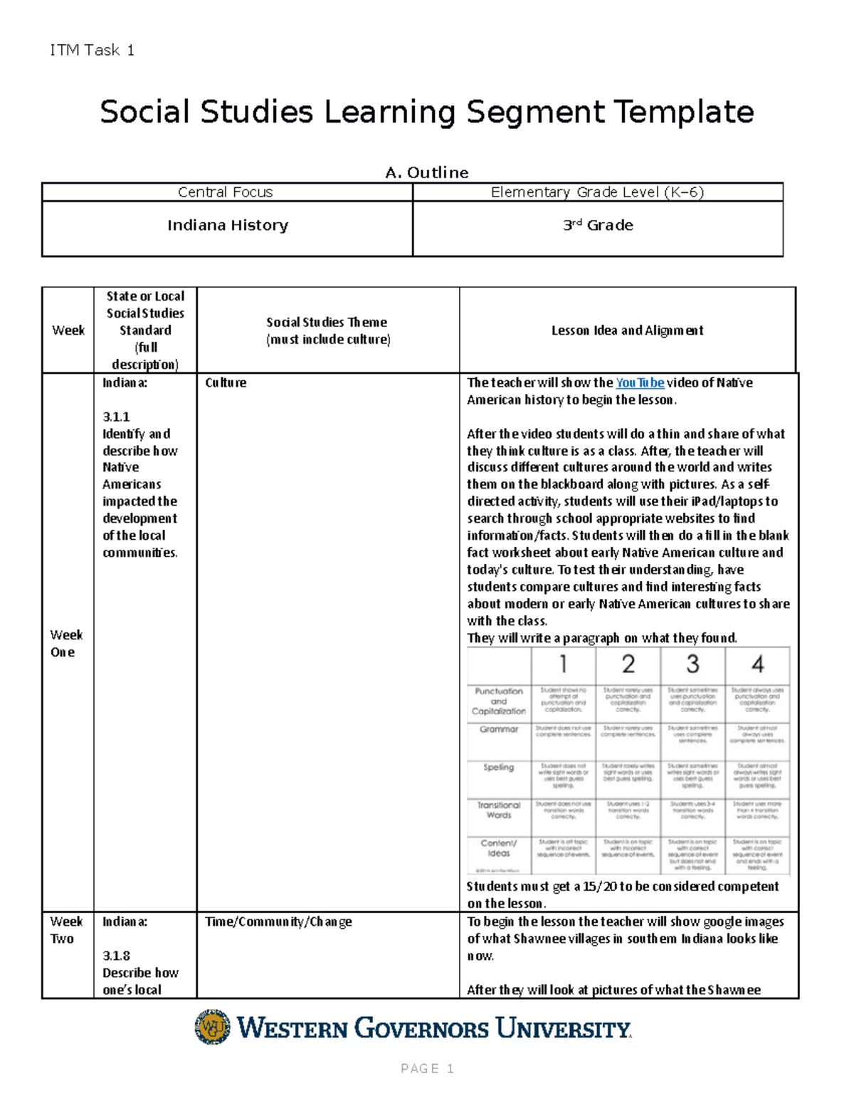 C104 Social Studies Learning Segment Overview - Completed Task 1 - Studocu