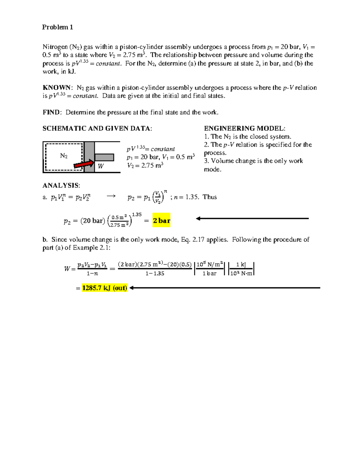 MAE105A S25 HW2: N2 Gas Process Analysis and Work Calculation - Studocu