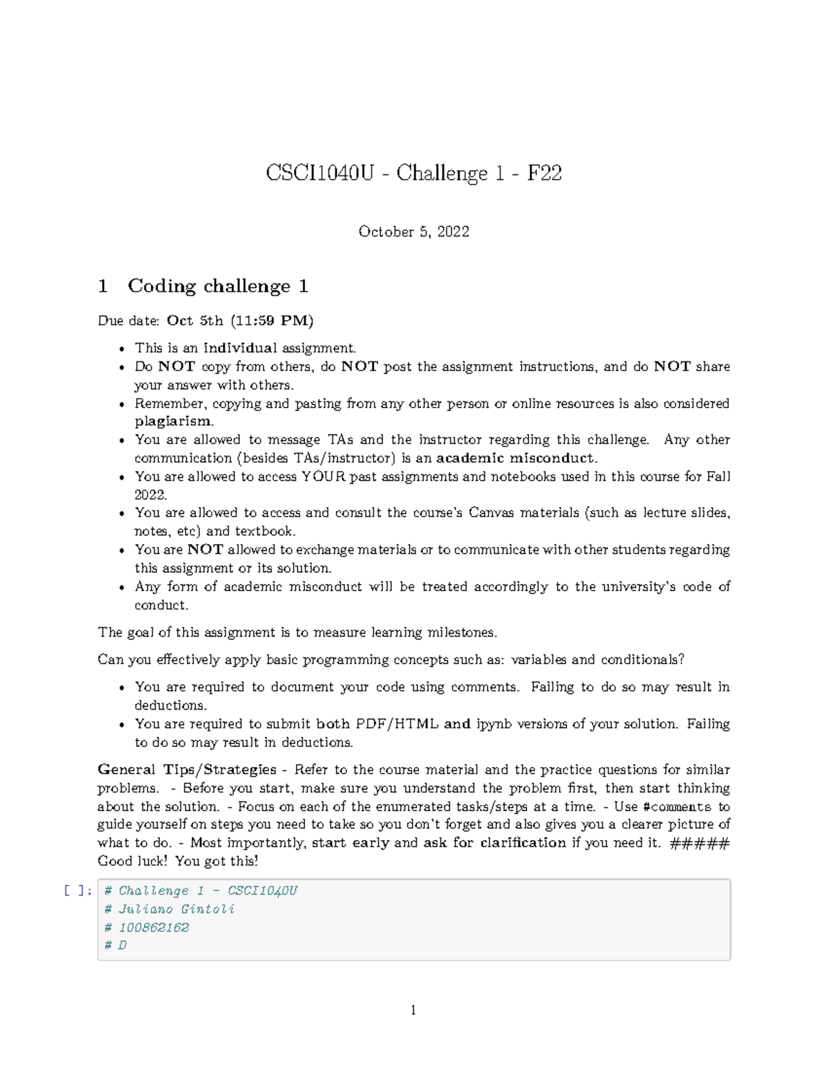 CSCI1040U - Challenge 1 - F22 - CSCI1040U - Challenge 1 - F October 5 ...