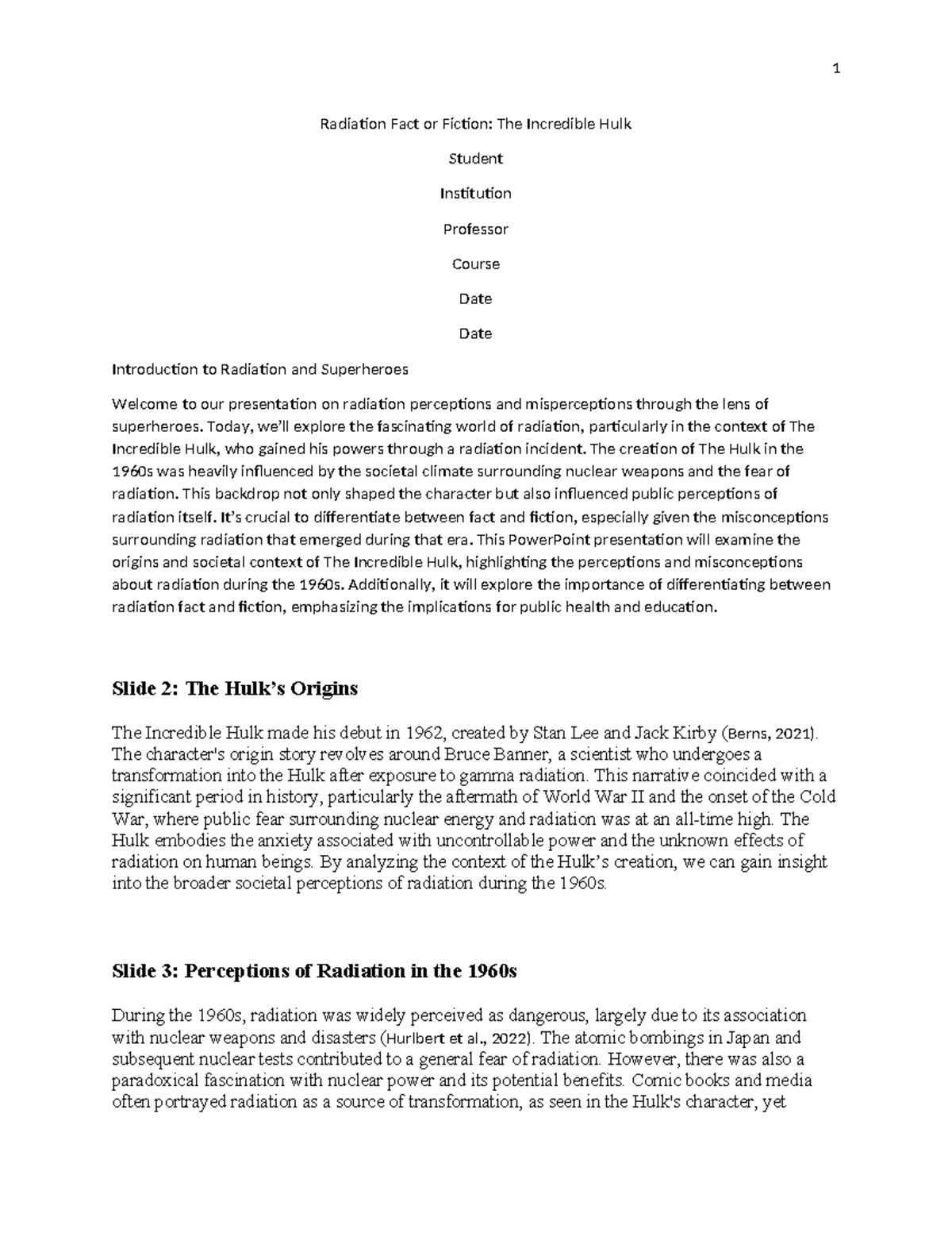 1 Radiation Fact vs. Fiction: The Incredible Hulk Analysis - Studocu