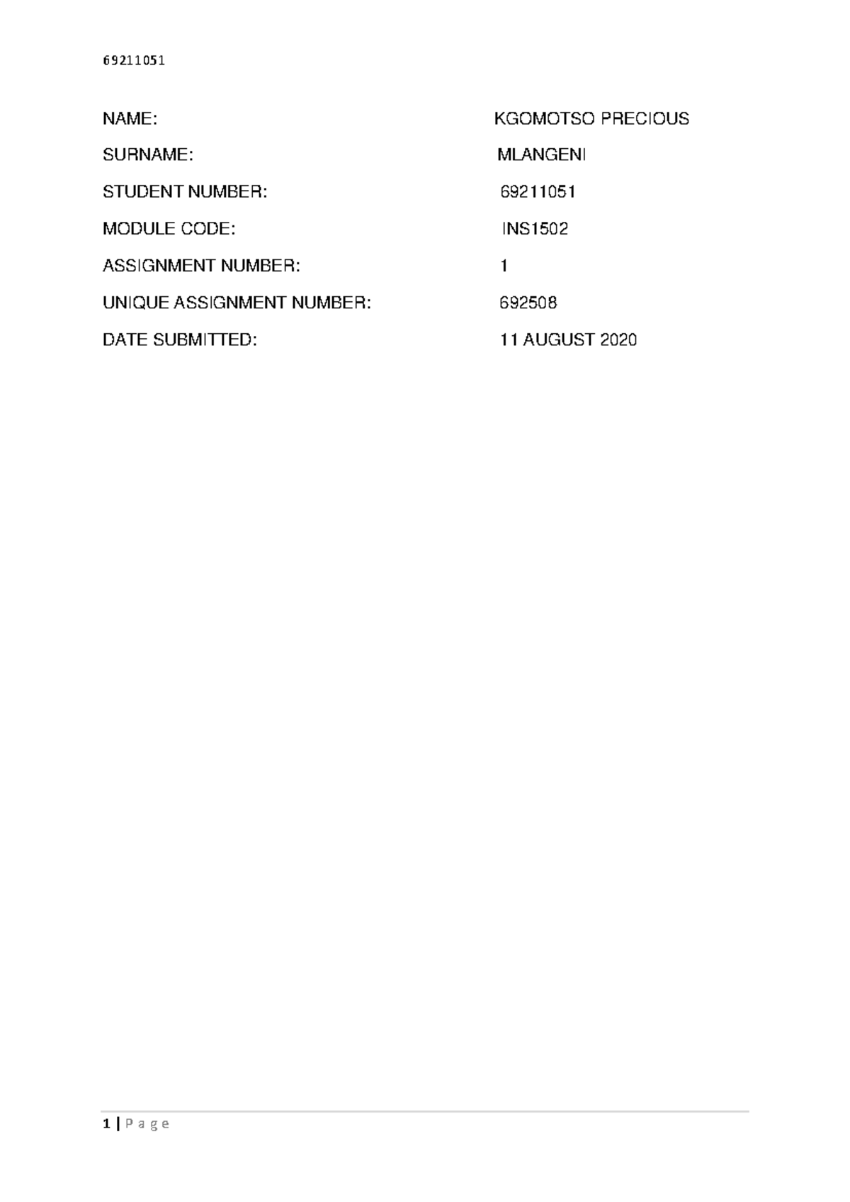 INS1502 Assignment 01 Developing information skills for lifelong ...