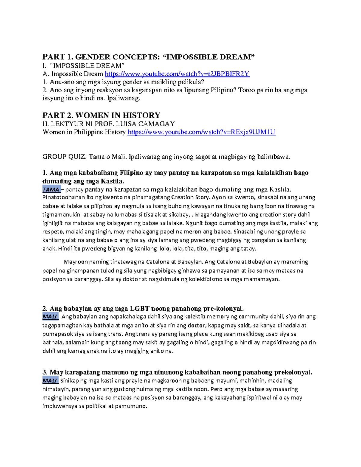 Gender Concepts - PART 1. GENDER CONCEPTS: “IMPOSSIBLE DREAM” I ...
