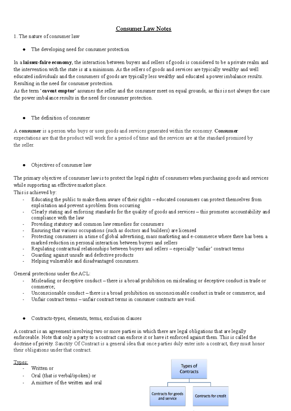 Consumer Law Notes: Understanding Rights and Protections - Studocu