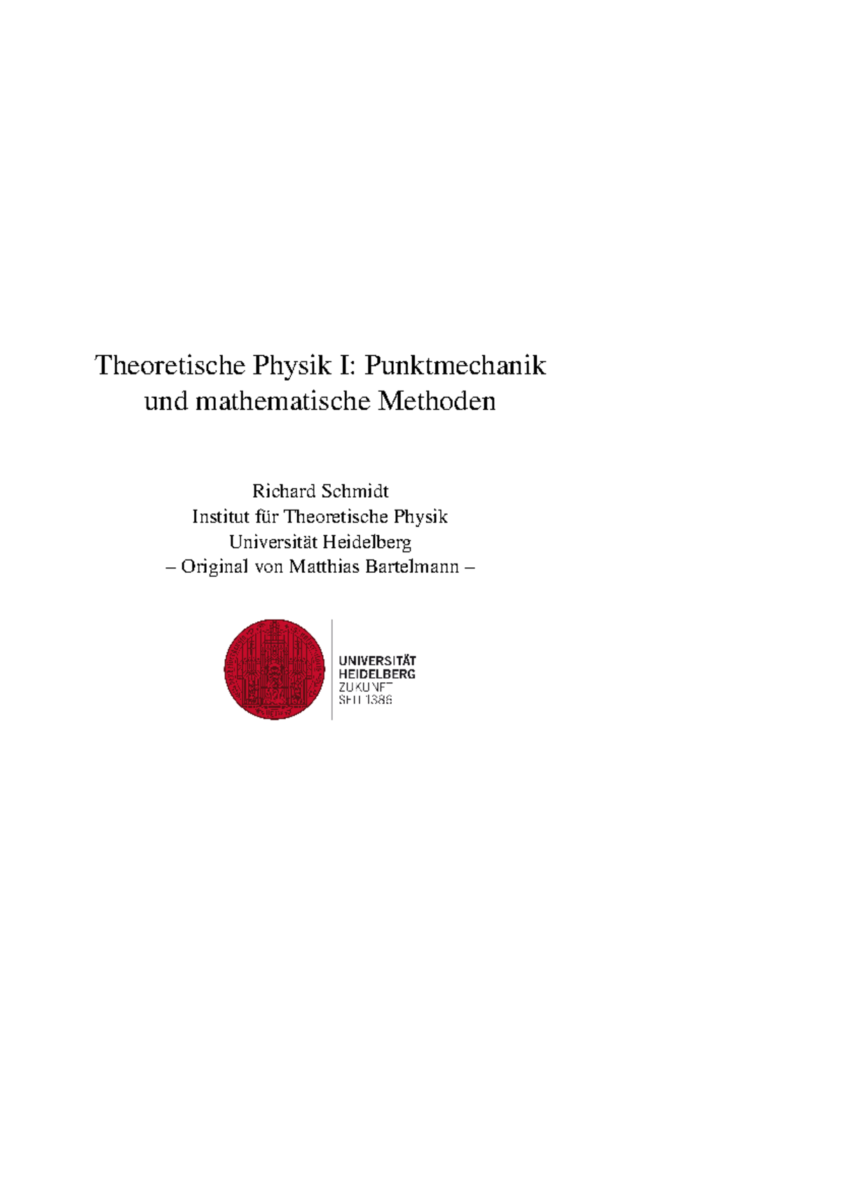 Theoretische Physik I: Punktmechanik und mathematische Methoden - Studocu