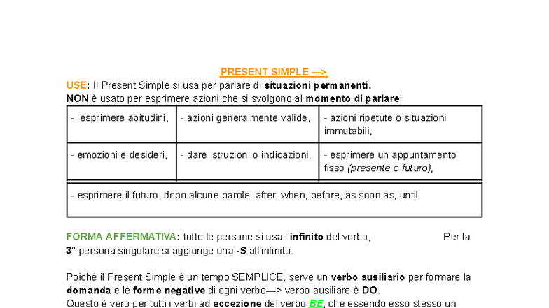 UNI: Inglese - Present Simple e Present Continuous Spiegazione - Studocu