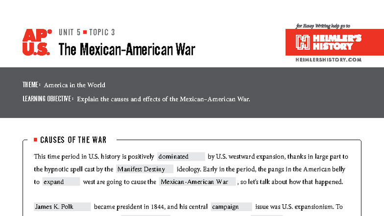 APUSH Unit 5 Topic 3: Causes and Effects of the War - Studocu