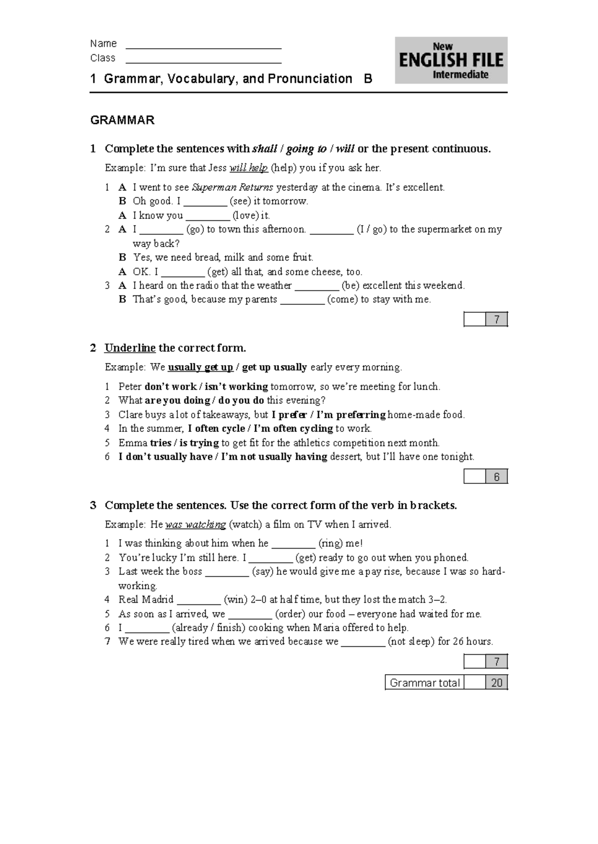 Nef Int Filetest 1B: Grammar, Vocabulary, and Listening Practice - Studocu