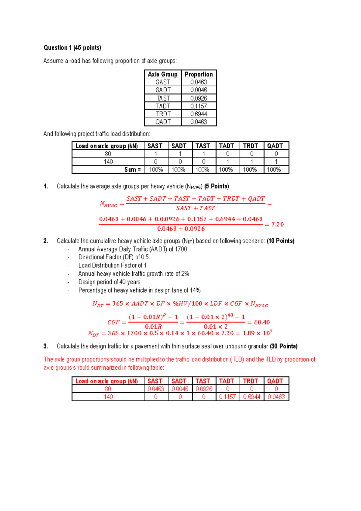 Axle Group Calculations for Exam Prep (ENGR 101) - Studocu