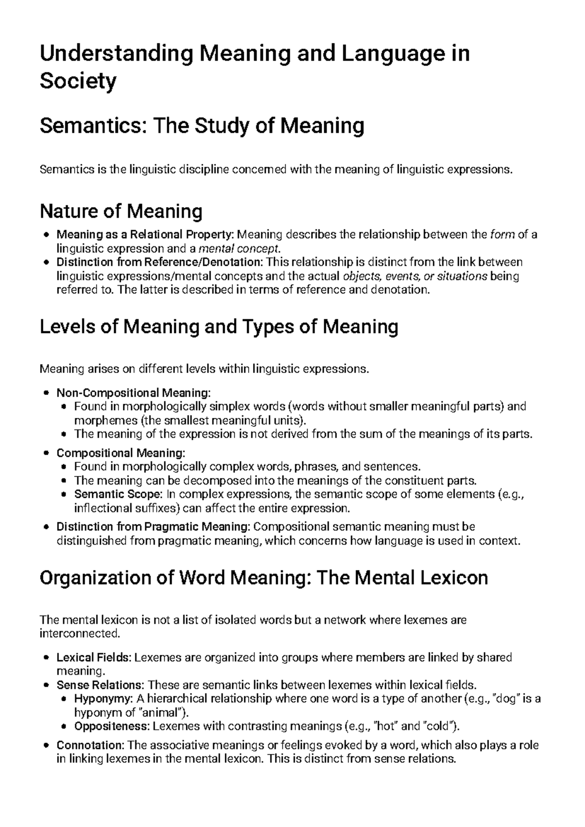Semantics and Pragmatics: Understanding Meaning in Language - Studocu
