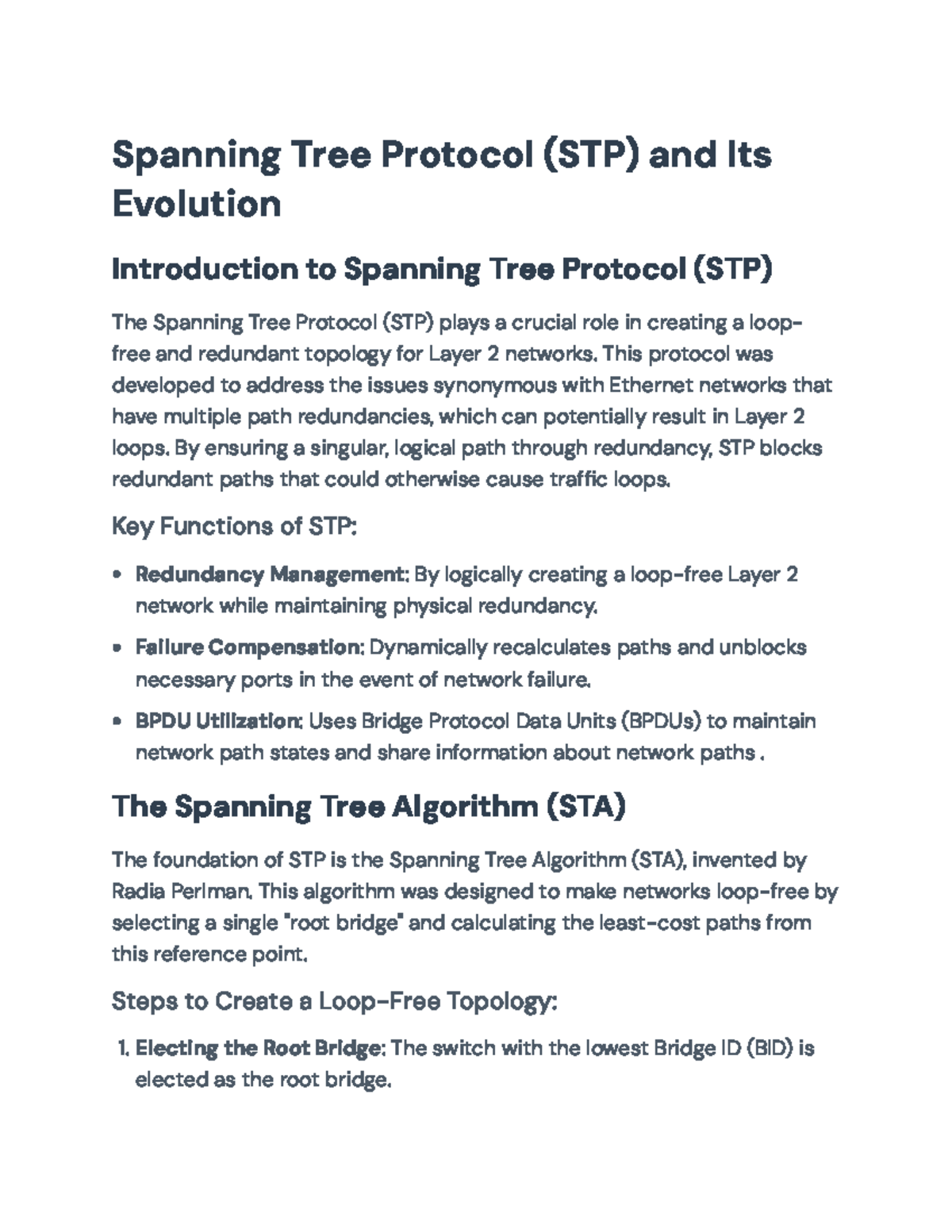 Spanning Tree Protocol (STP) and Its Variants for Layer 2 Networks ...