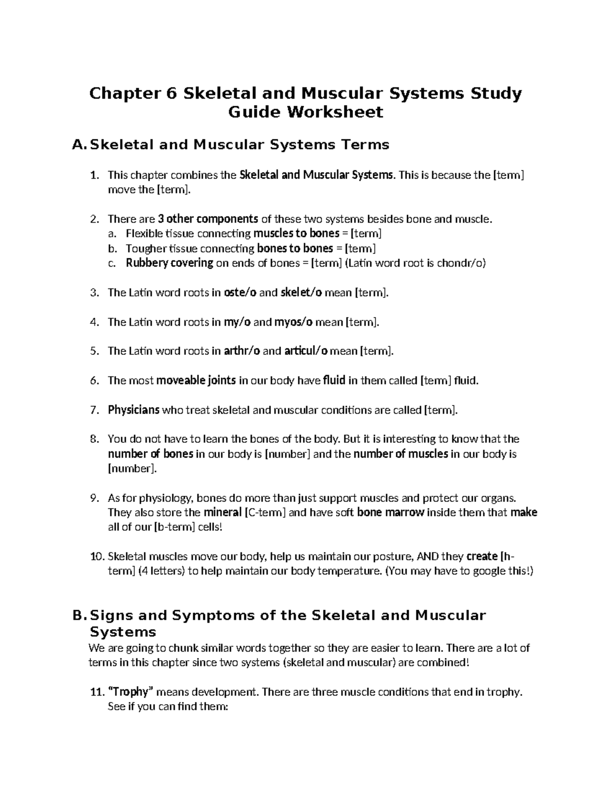 Chapter 6 Study Guide: Overview of Skeletal & Muscular Systems - Studocu