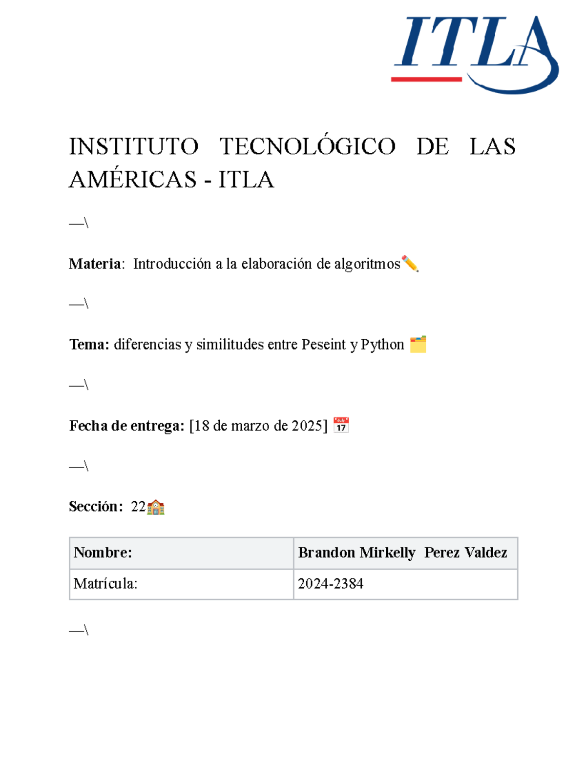 Untitled document - Una tarea de investigacion - INSTITUTO TECNOLÓGICO DE LAS AMÉRICAS - ITLA ...