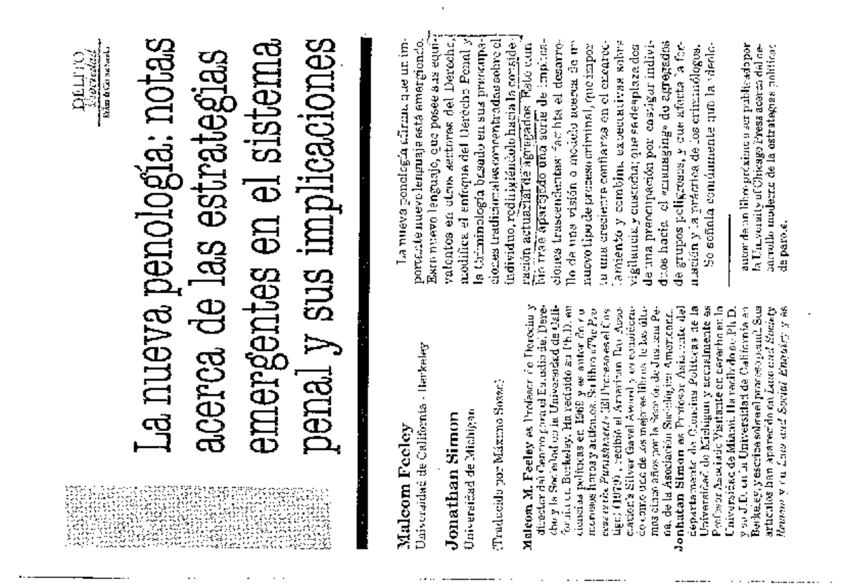 La Nueva Penología: Estrategias Emergentes en el Sistema Penal (CS 101 ...