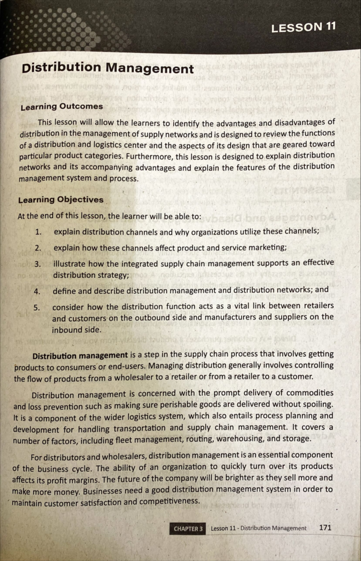 Lesson 11: Distribution Management Overview and Key Concepts - Studocu