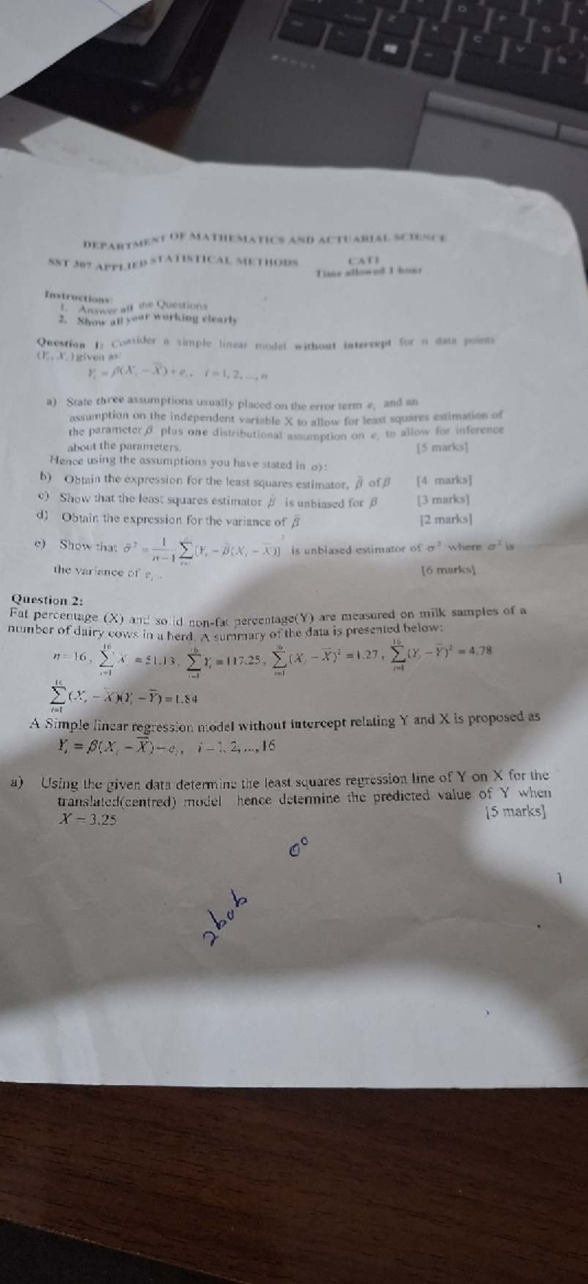 NST 307 Applied Statistical Methods: CATI Exam Questions & Solutions ...